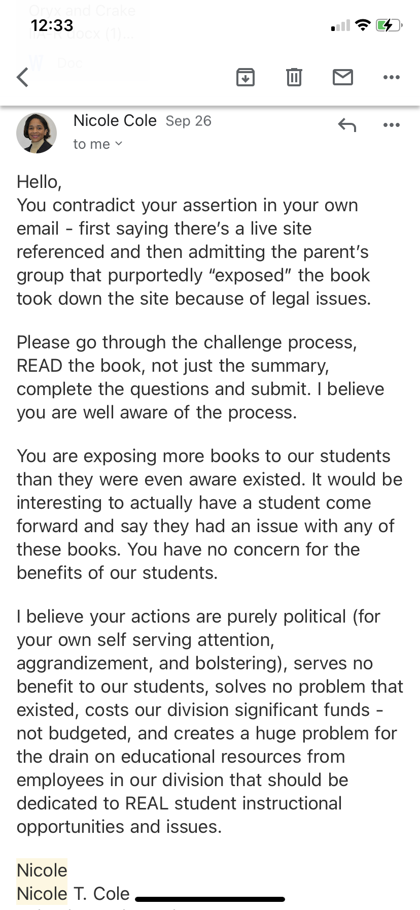 Cole Defends Obscene Books – The Spotsy Wire