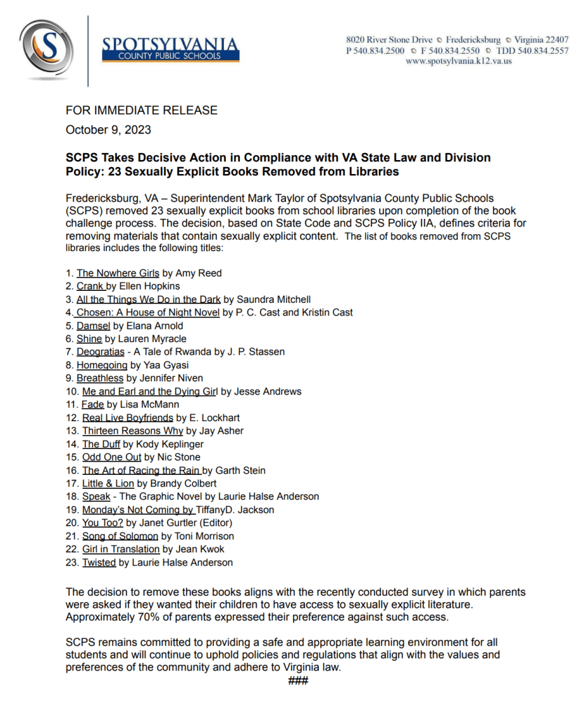 23 Explicit Books Removed – The Spotsy Wire